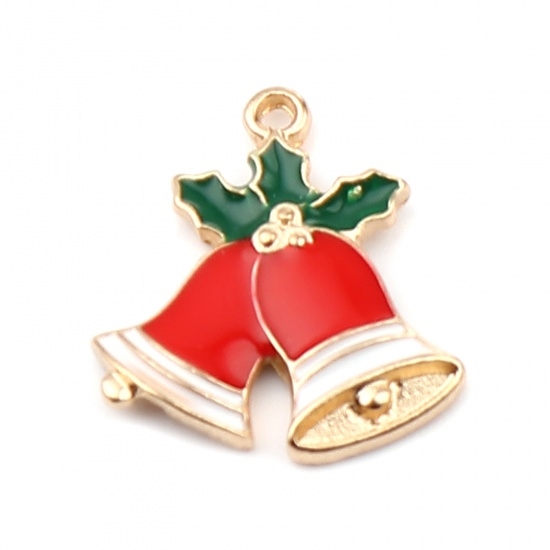 Enameled Goldtone Bell Charms, Set of 5